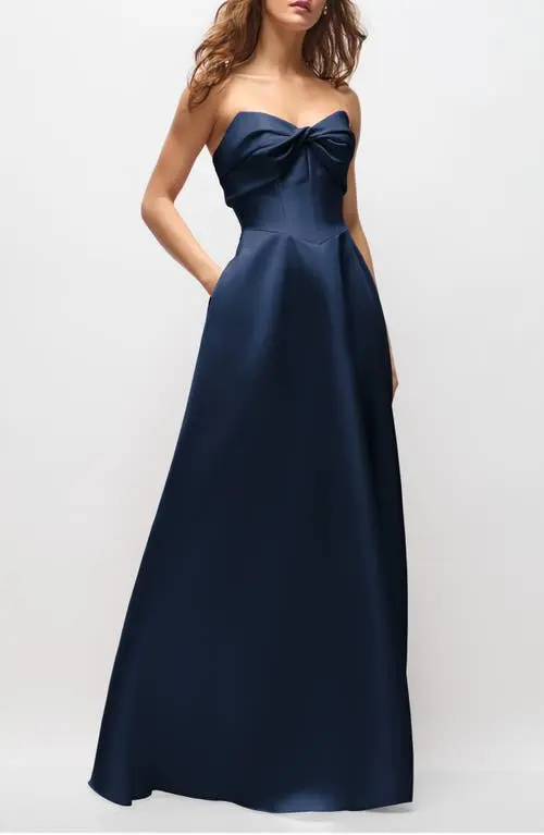 Alfred Sung Antoinette Strapless Mikado Gown - Midnight