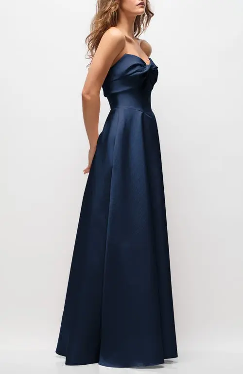 Alfred Sung Antoinette Strapless Mikado Gown - Midnight