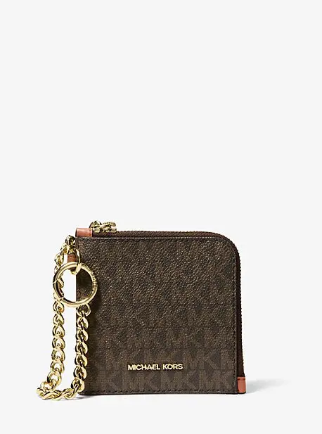 Michael Kors Jet Set Travel Signature Logo Chain Wallet - Brown