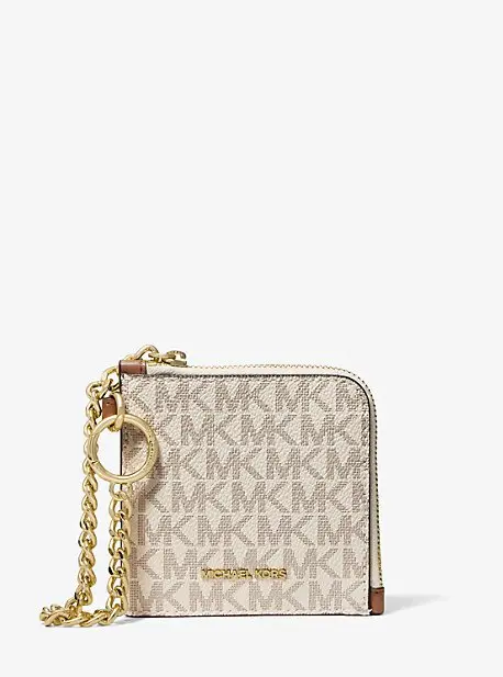 Michael Kors Jet Set Travel Signature Logo Chain Wallet - Natural