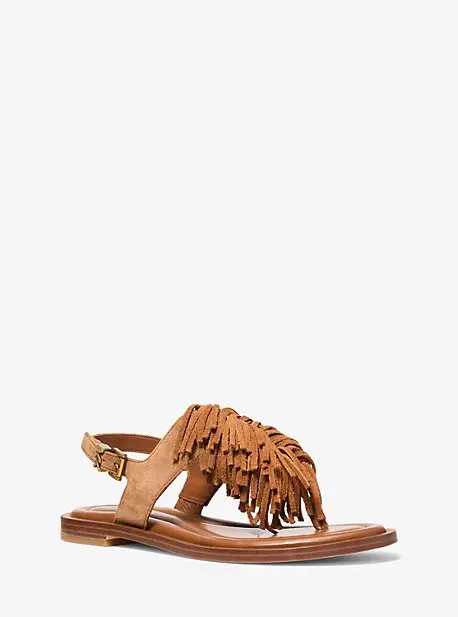 Michael Kors Indra Fringed Suede Sandal - Brown