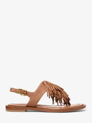 Michael Kors Indra Fringed Suede Sandal - Brown