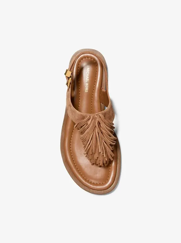 Michael Kors Indra Fringed Suede Sandal - Brown