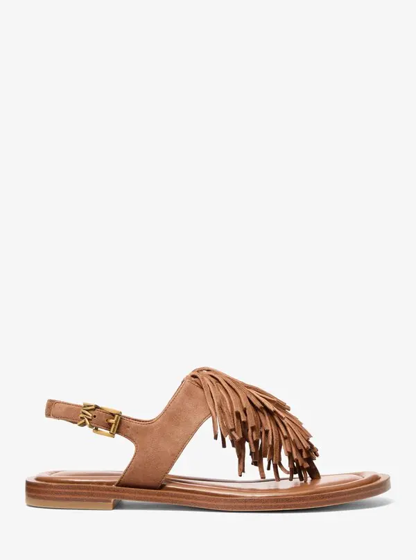 Michael Kors Indra Fringed Suede Sandal - Brown