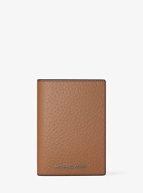 Michael Kors Hudson Pebbled Leather Folio Card Case - Brown