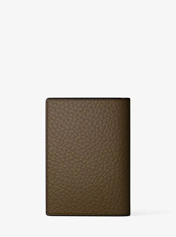 Michael Kors Hudson Pebbled Leather Folio Card Case In By - Green