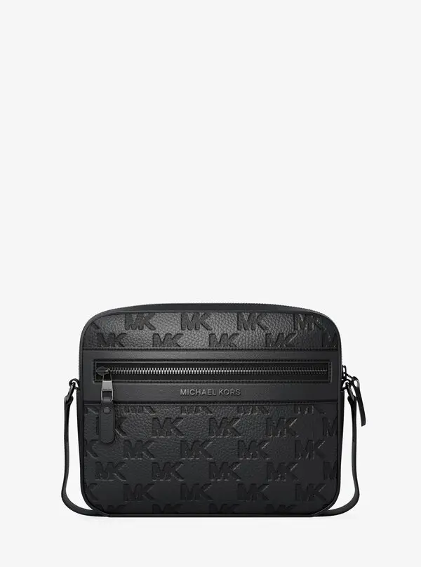 Michael Kors Jet Set Embossed Leather Crossbody Bag - Black