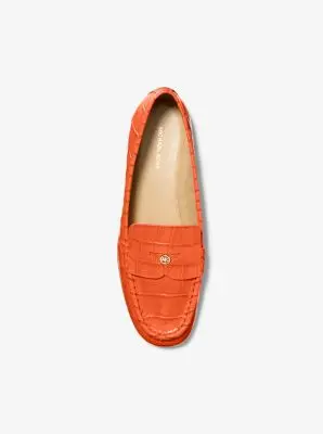 Michael Kors Jennings Crocodile Embossed Leather Loafer - Orange