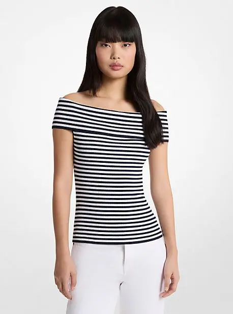 Michael Kors Striped Off-the-shoulder Top