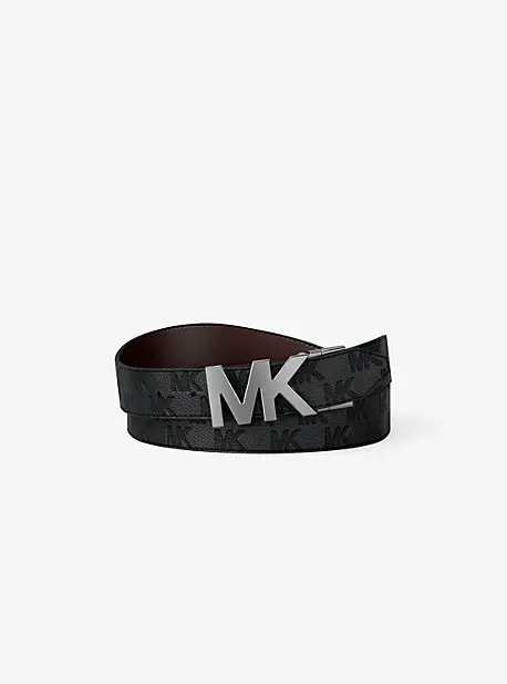 Michael Kors Reversible Leather Belt With Logo Buckle - Brown