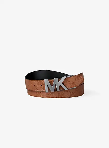 Michael Kors Reversible Leather Belt With Logo Buckle - Brown