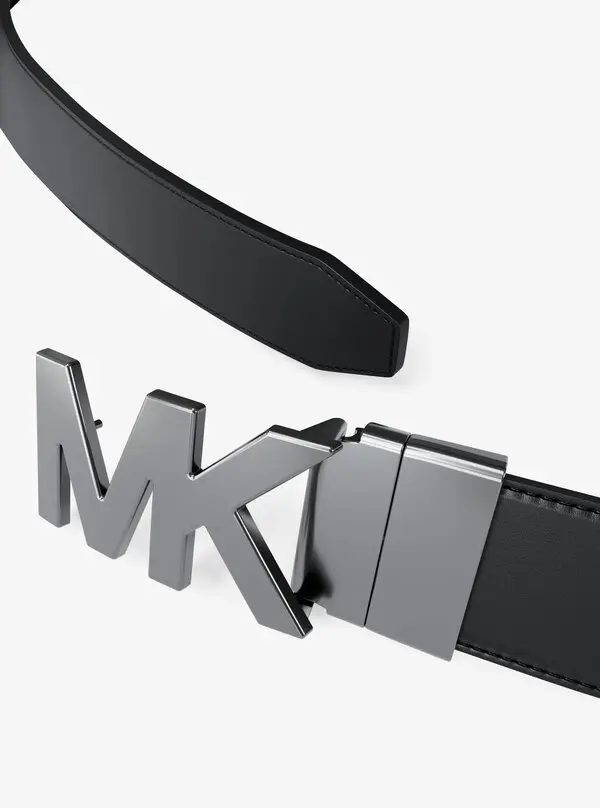 Michael Kors Reversible Logo Embossed Leather Belt - Brown