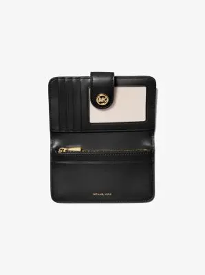 Michael Kors Mk Pop Charm Medium Pebbled Leather Wallet - Black