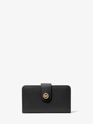 Michael Kors Mk Pop Charm Medium Pebbled Leather Wallet - Black