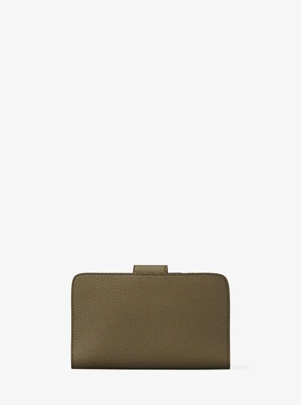 Michael Kors Mk Pop Charm Medium Pebbled Leather Wallet In By - Green