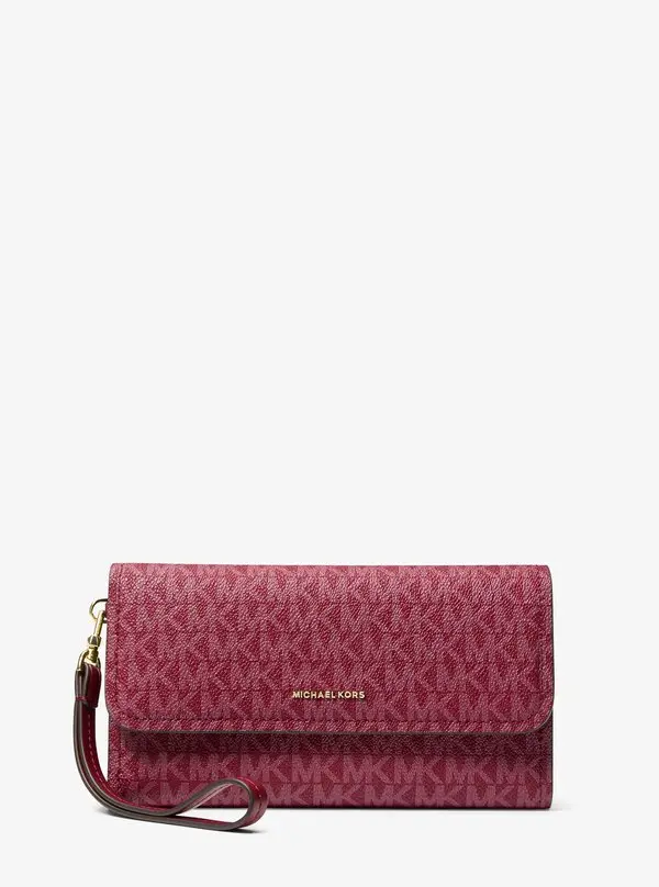 Michael Kors Jet Set Medium Signature Logo Convertible Wristlet - Red