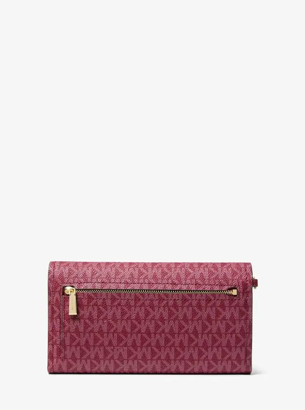 Michael Kors Jet Set Medium Signature Logo Convertible Wristlet - Red