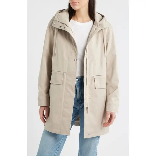 Sam Edelman Water Repellent Hooded Longline Jacket