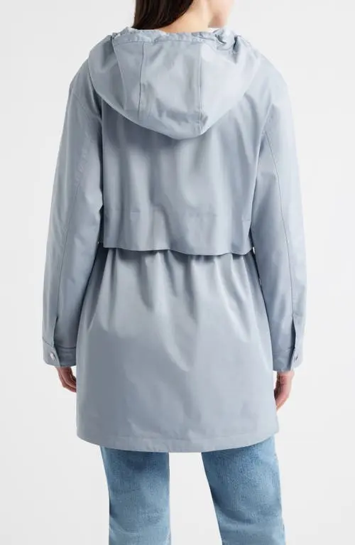 Sam Edelman Water Repellent Hooded Longline Jacket - Spring Blue