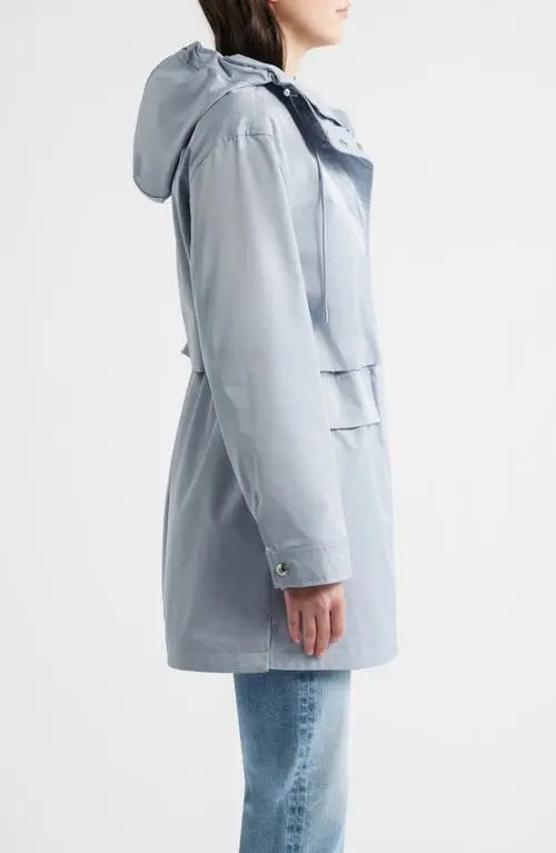 Sam Edelman Water Repellent Hooded Longline Jacket - Spring Blue
