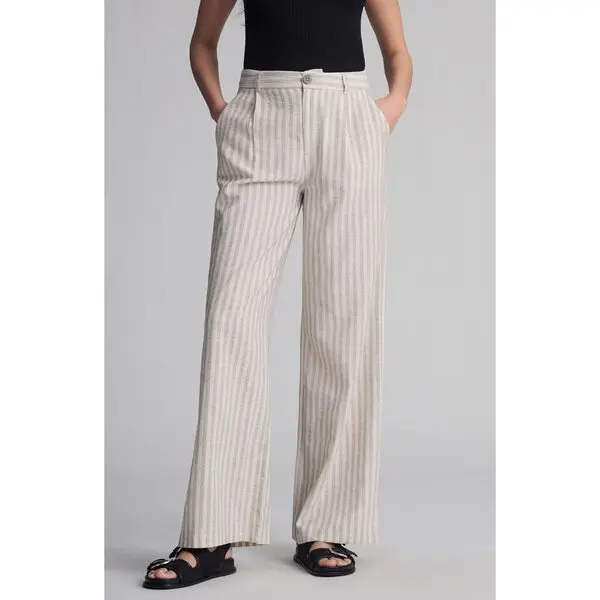 MAVI Pleated Stripe Wide Leg Pants