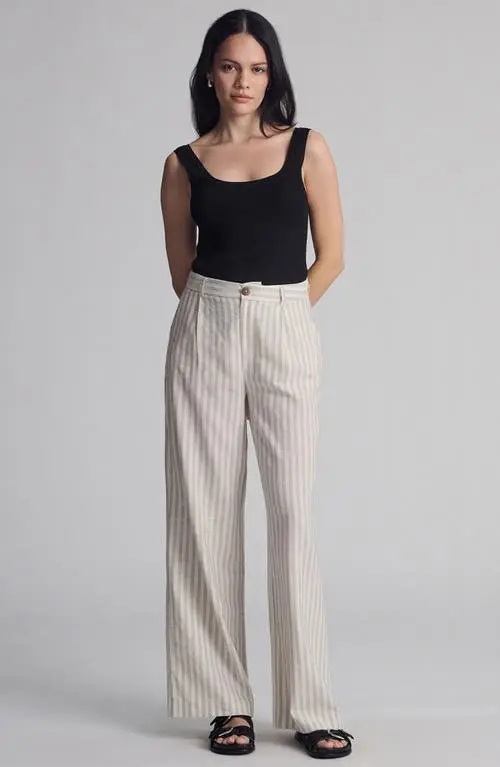 MAVI Pleated Stripe Wide Leg Pants