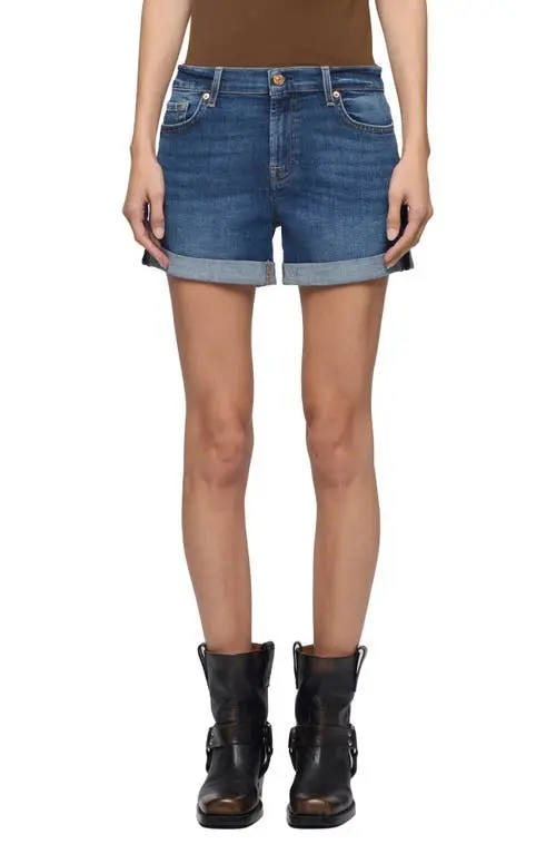 7 For All Mankind Midroll Stretch Denim Shorts