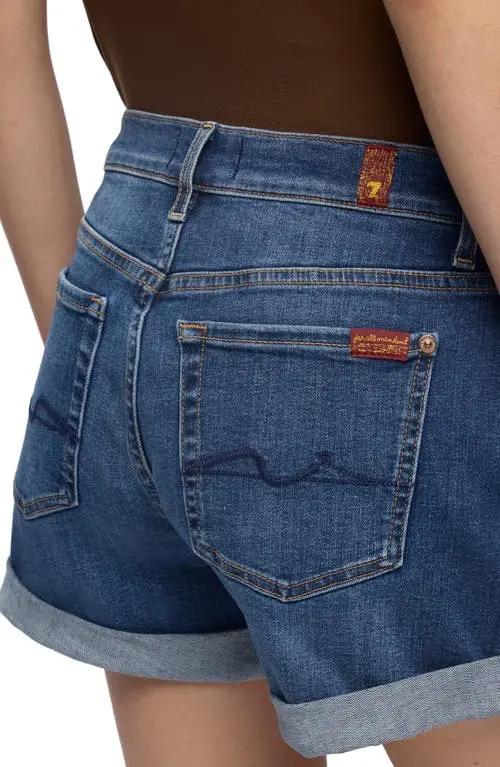 7 For All Mankind Midroll Stretch Denim Shorts
