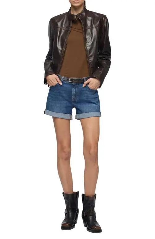 7 For All Mankind Midroll Stretch Denim Shorts