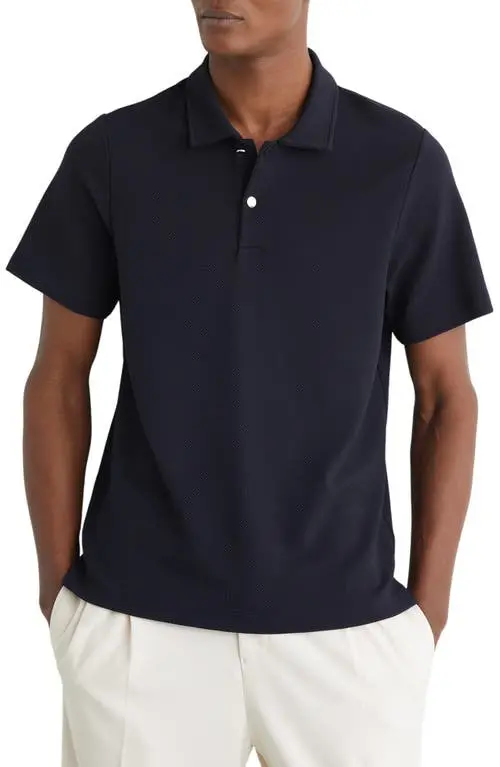 REISS Kennedy Textured Polo - Navy