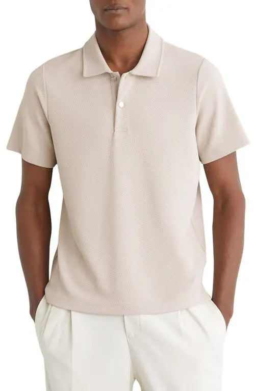 REISS Kennedy Textured Polo - Stone