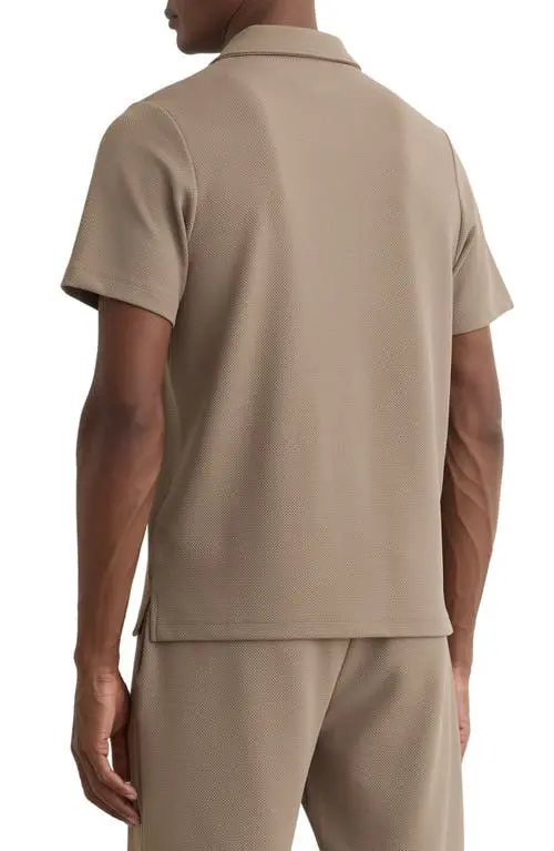 REISS Kennedy Textured Polo - Camel Brown