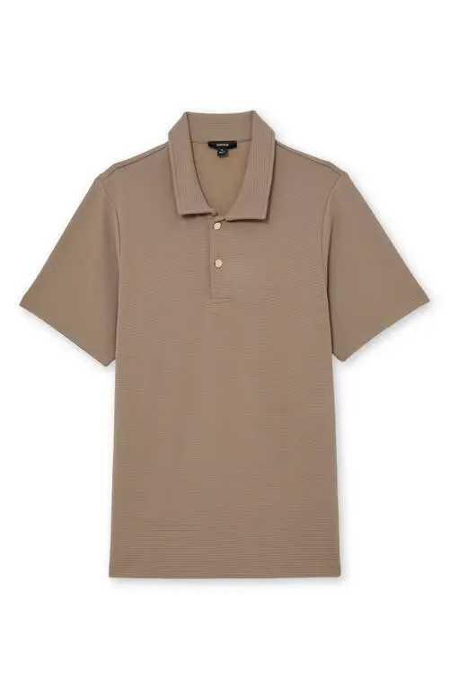 REISS Kennedy Textured Polo - Camel Brown