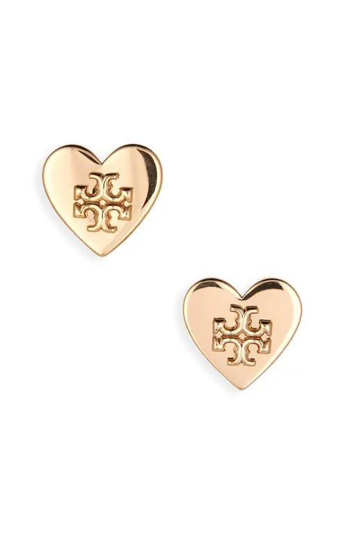 Tory Burch Stud Heart Earrings - Tory Gold