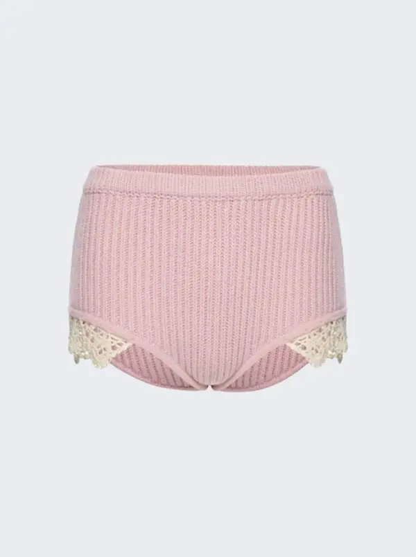 Magda Butrym Cashmere Crochet Trim Shorts