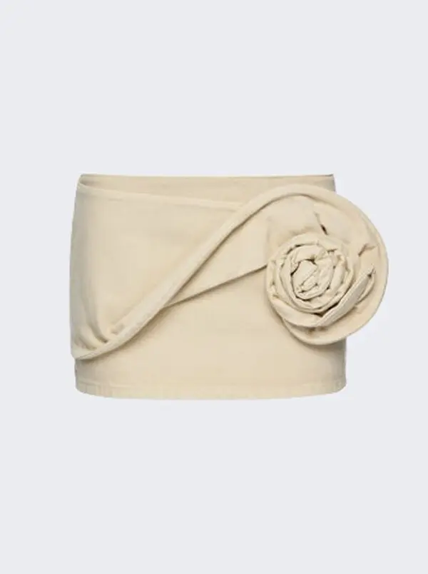 Magda Butrym Denim Mini Skirt With Floral Applique - Beige