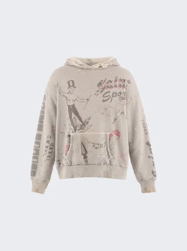 SAINT MXXXXXX X Alexis Ross Long Sleeve Drawing Hoodie - Gray