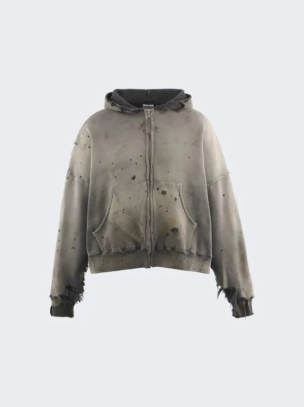 SAINT MXXXXXX Double Face Destroyed Zip-up Hoodie