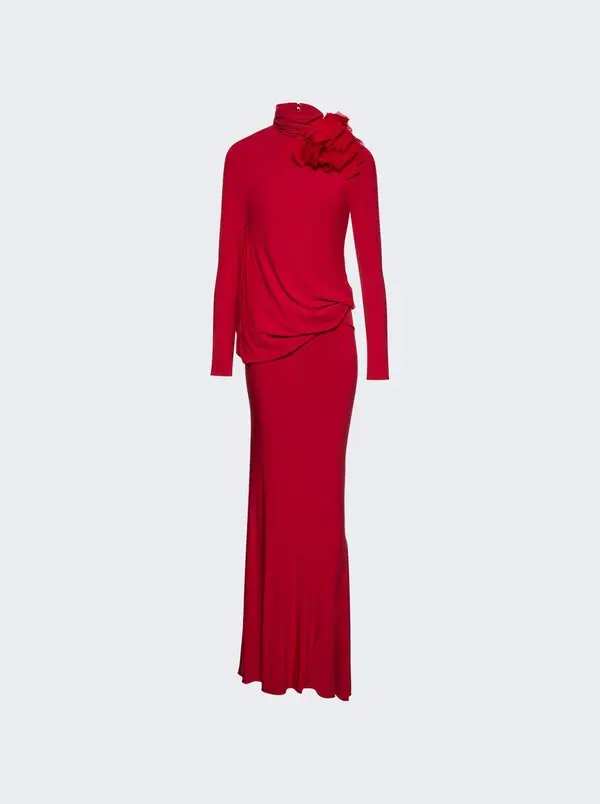 Magda Butrym Long Open Back High Neck Dress - Red