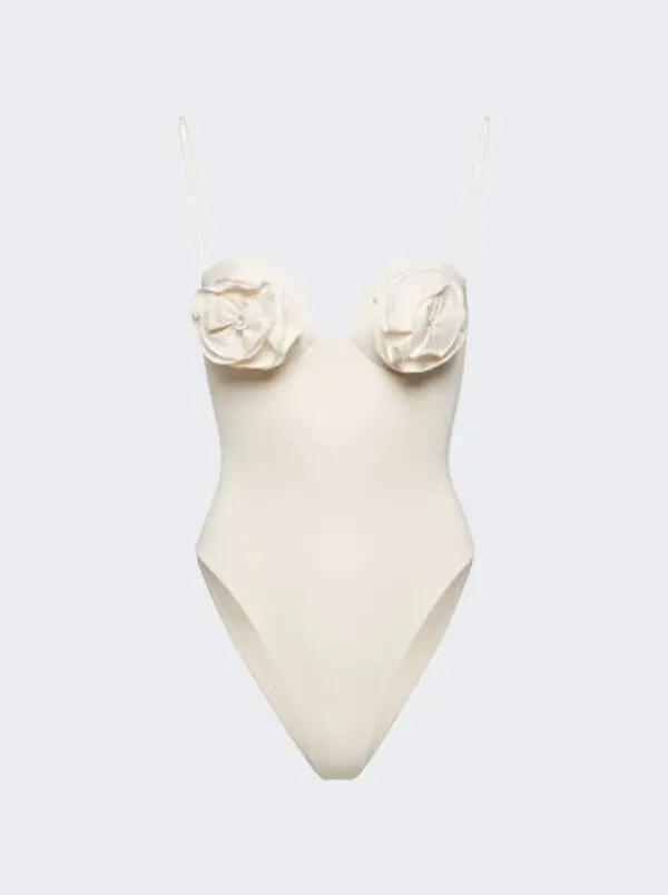 Magda Butrym 3d Flower Retro Bustier Swimsuit - Cream