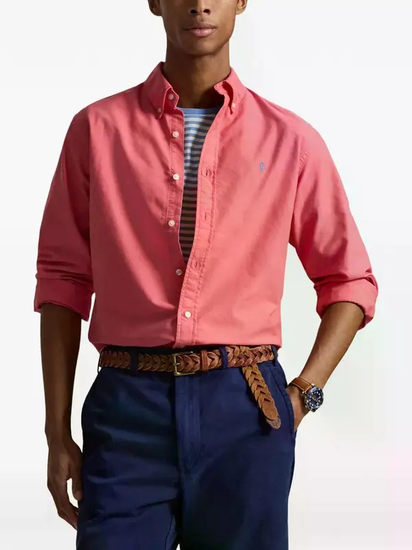 Polo Ralph Lauren Embroidered Custom Fit Oxford Shirt - Pink