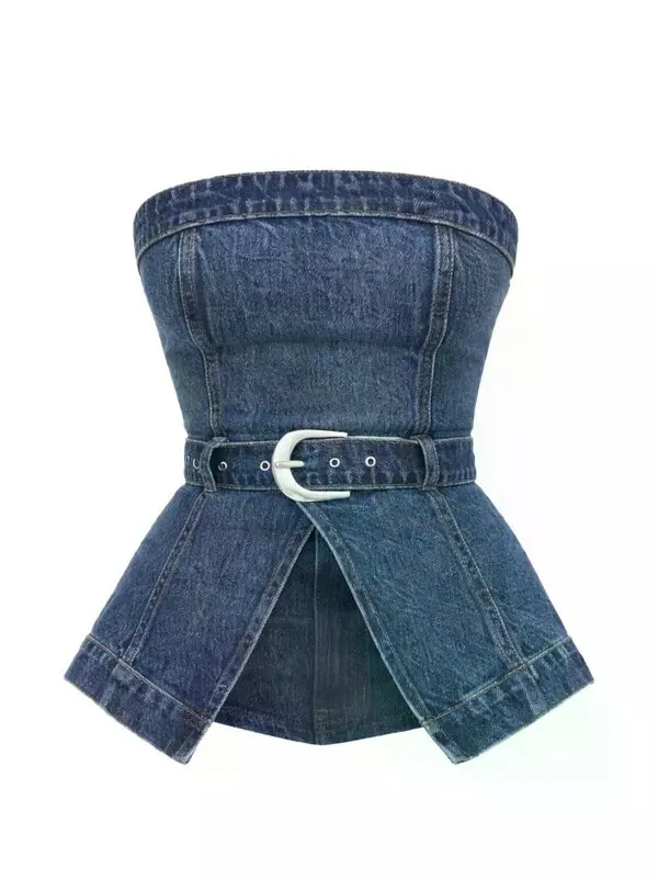REFORMATION Collins Belted Denim Top
