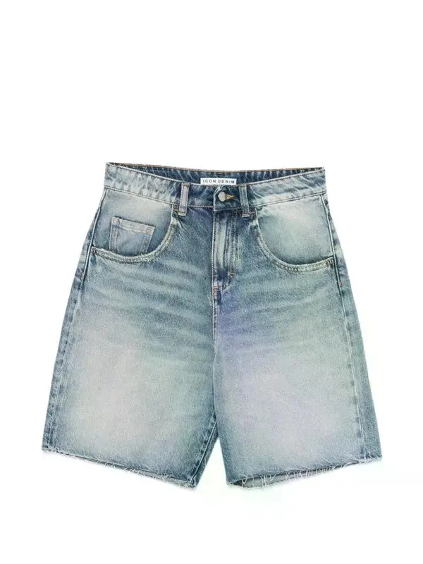 ICON DENIM LOS ANGELES Frayed Denim Shorts - Neutrals