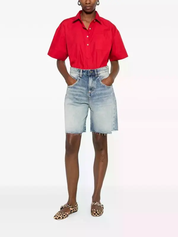 ICON DENIM LOS ANGELES Frayed Denim Shorts - Neutrals