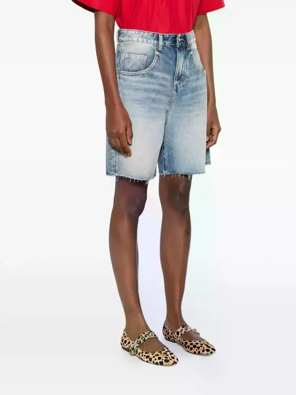 ICON DENIM LOS ANGELES Frayed Denim Shorts - Neutrals