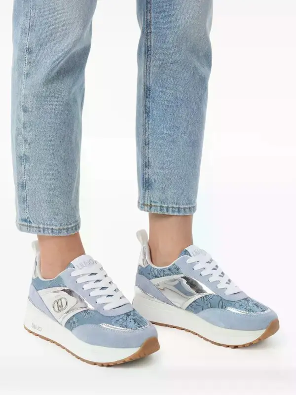 Liu Jo Printed Denim Platform Sneakers - Blue
