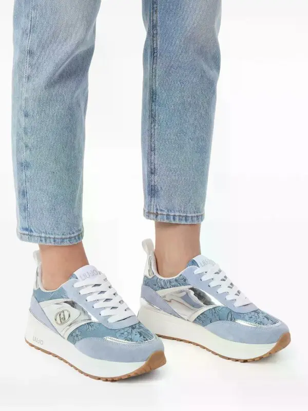Liu Jo Printed Denim Platform Sneakers - Blue