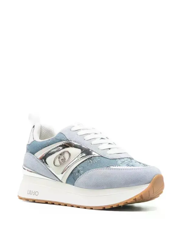 Liu Jo Printed Denim Platform Sneakers - Blue