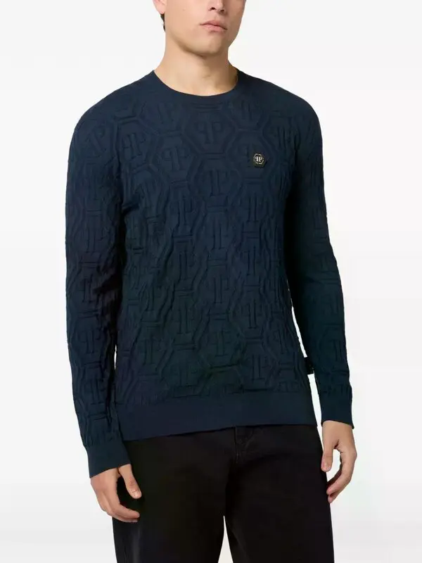 Philipp Plein Jacquard-monogram Sweater - Blue