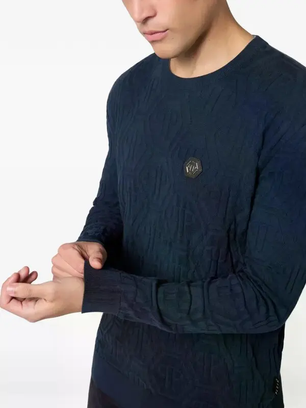 Philipp Plein Jacquard-monogram Sweater - Blue